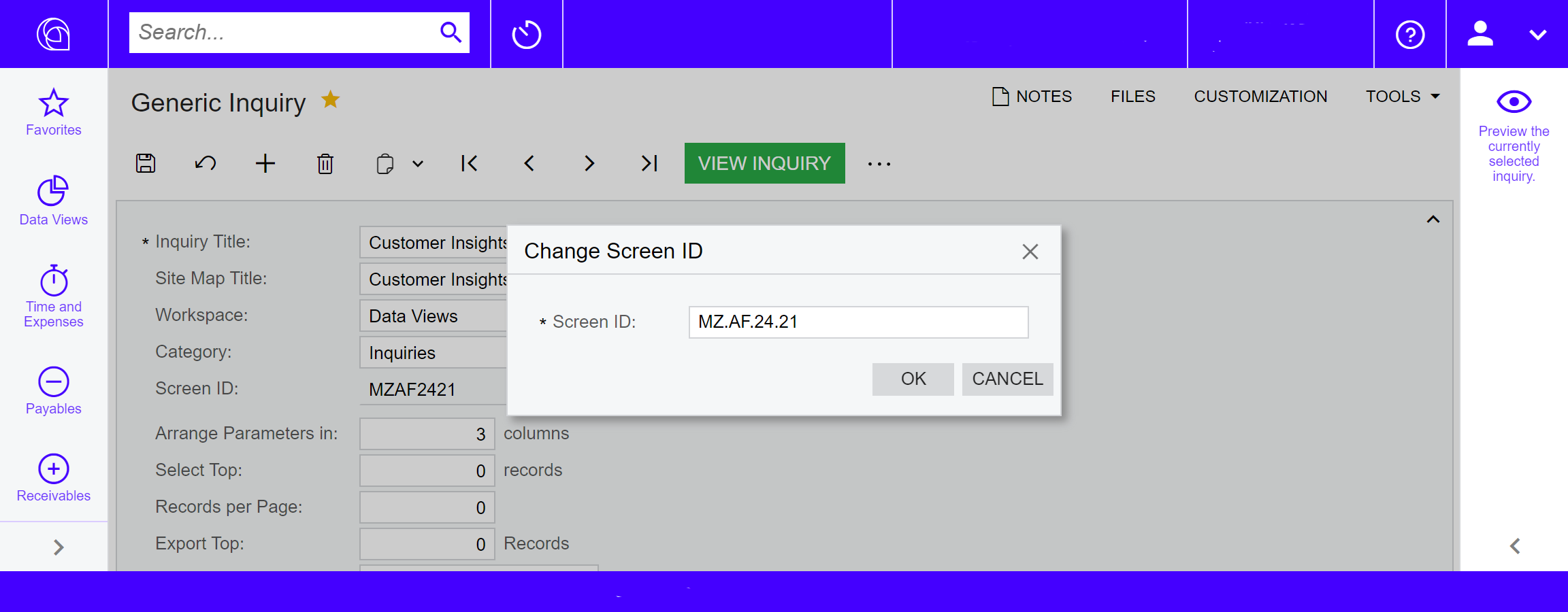 Create a simple customer insight Generic Inquiry in Acumatica - ezone