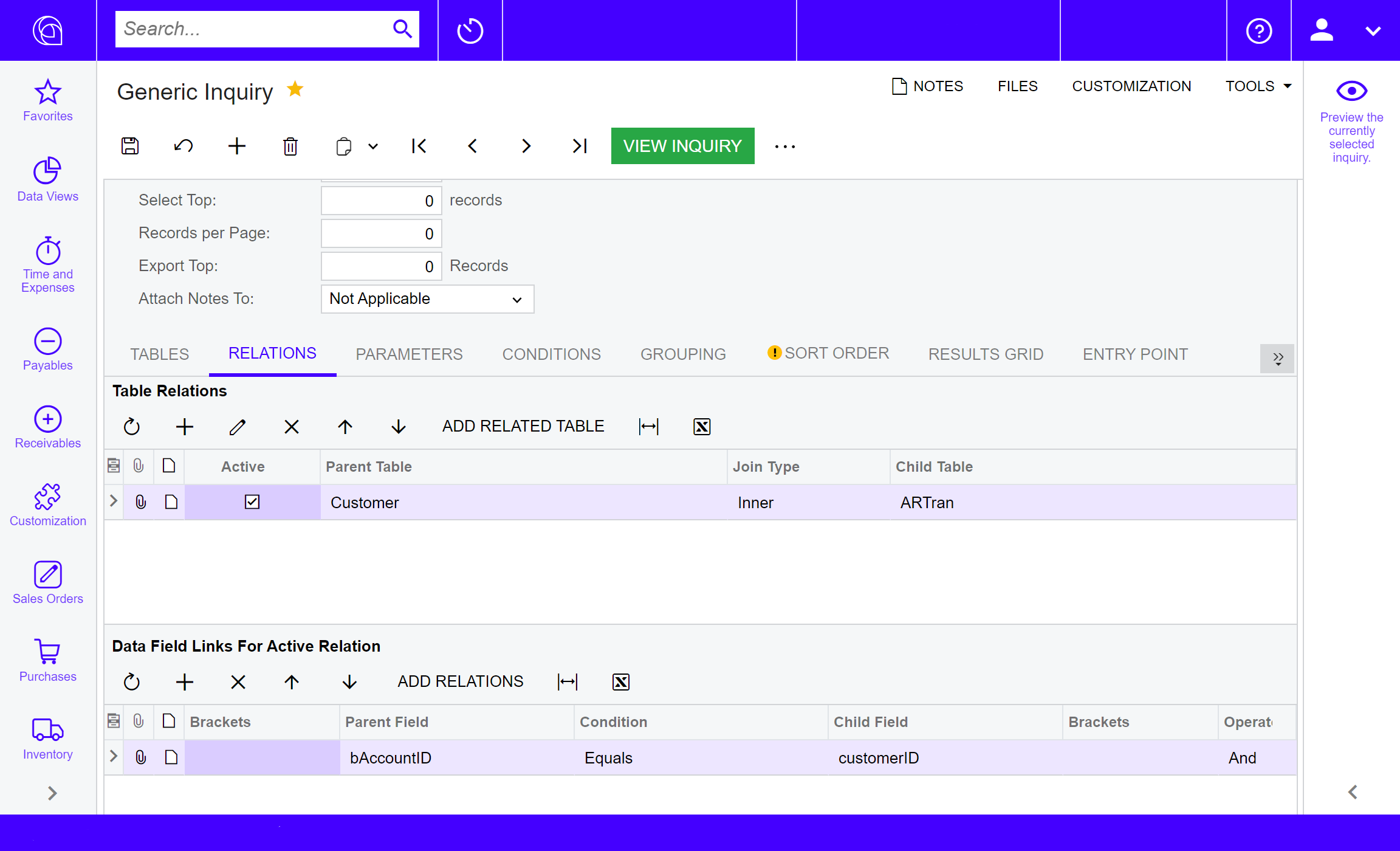 Create a simple customer insight Generic Inquiry in Acumatica - ezone